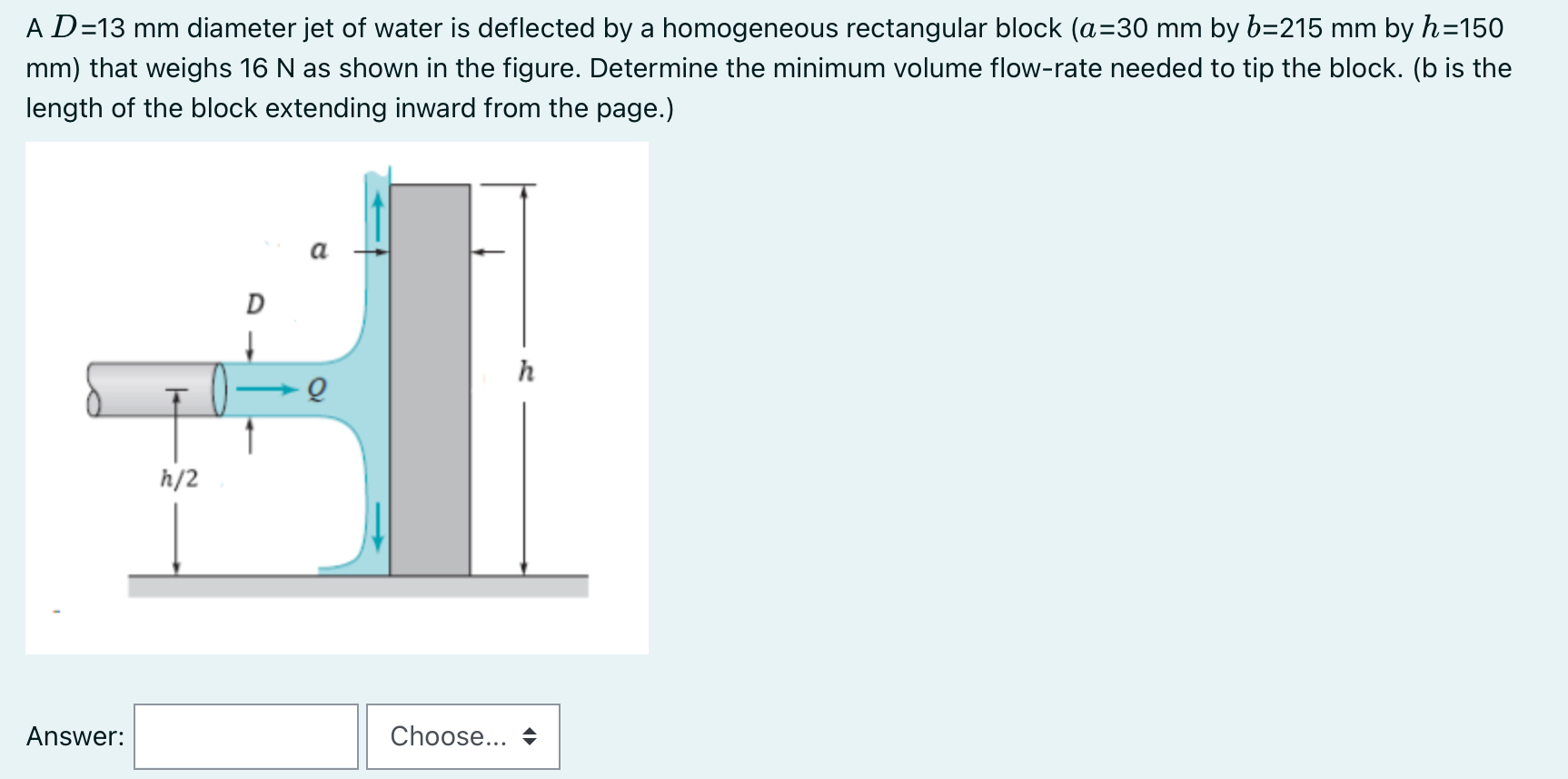 Solved A D=13mm ﻿diameter jet of water is deflected by a | Chegg.com