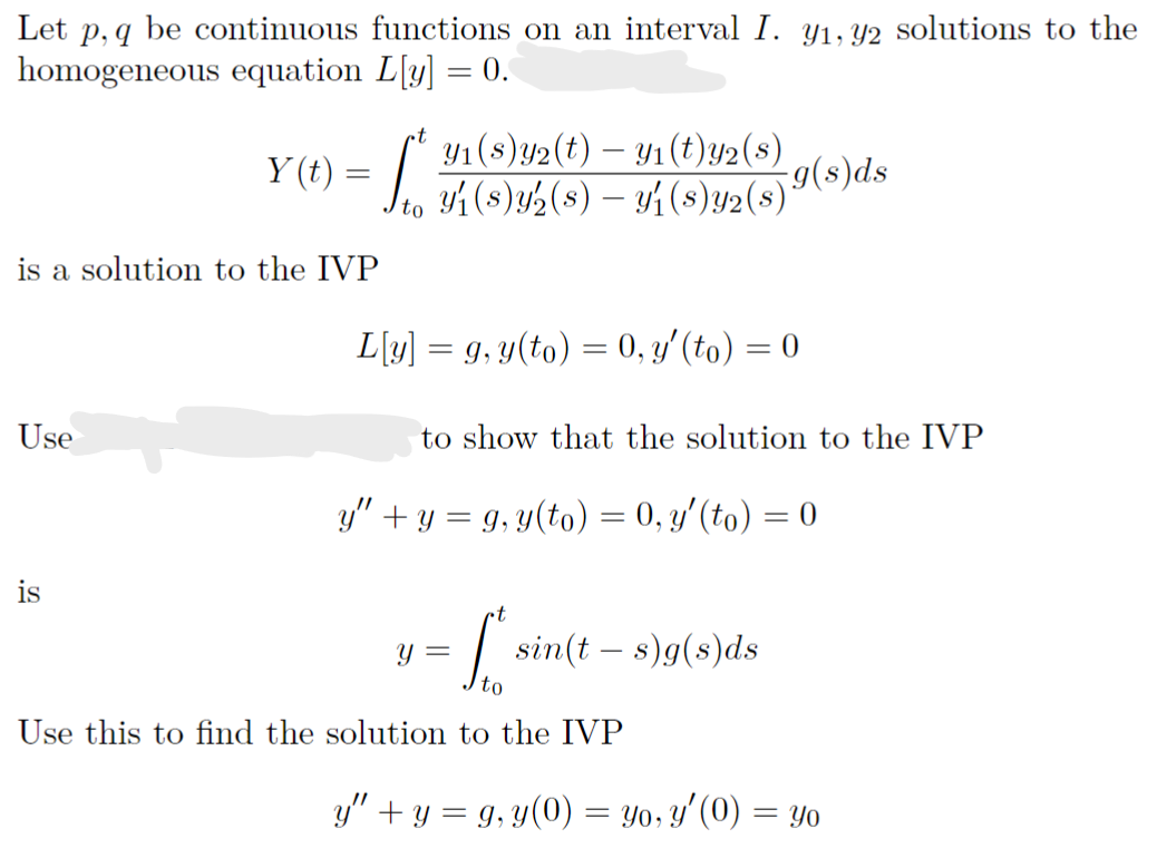 Solved Let p,q ﻿be continuous functions on an interval | Chegg.com