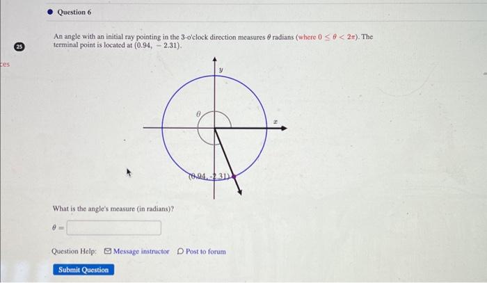 Solved An angle with an initial ray pointing in the | Chegg.com