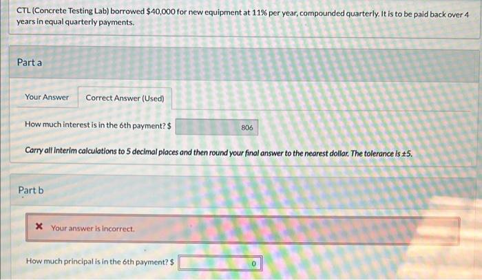 CTL (Concrete Testing Lab) borrowed $40,000 for new | Chegg.com