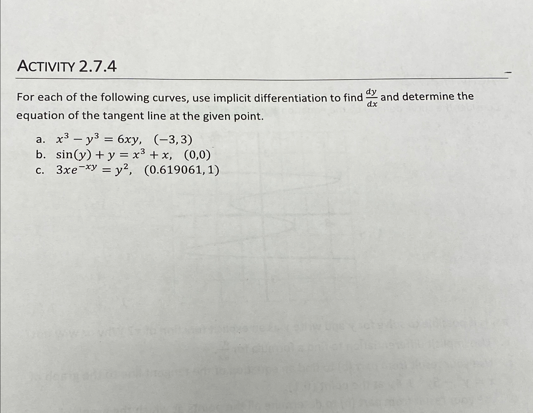Solved ACTIVITY 2.7.4For each of the following curves, use | Chegg.com