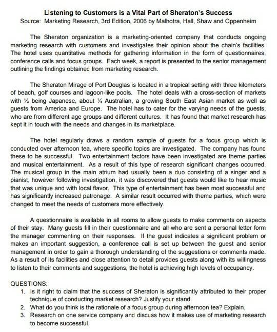 Solved Listening to Customers is a Vital Part of Sheraton's | Chegg.com