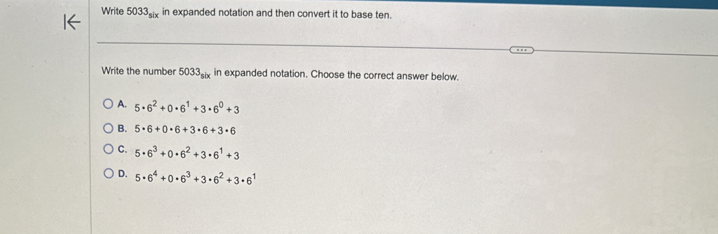Solved Write 55033 ﻿six in expanded notation and then | Chegg.com