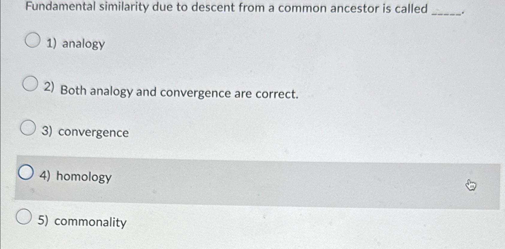 Solved Fundamental similarity due to descent from a common | Chegg.com