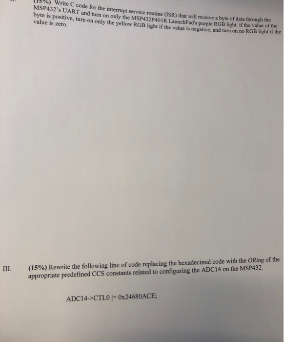 White C code code for the interrupt service routine | Chegg.com