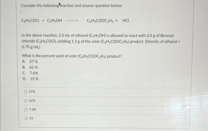 Solved Consider the following reaction and answer question | Chegg.com