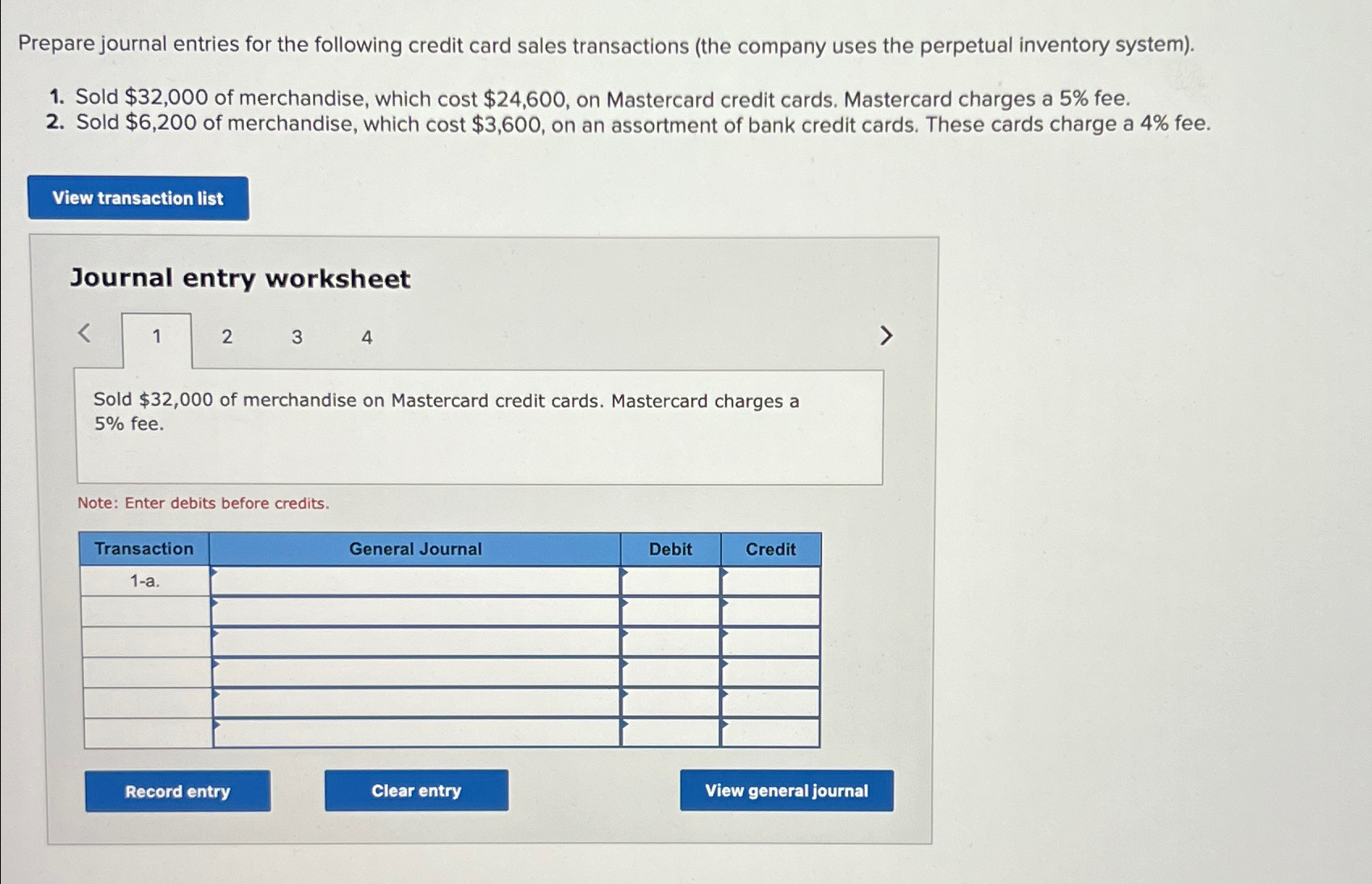 Solved Prepare journal entries for the following credit card | Chegg.com