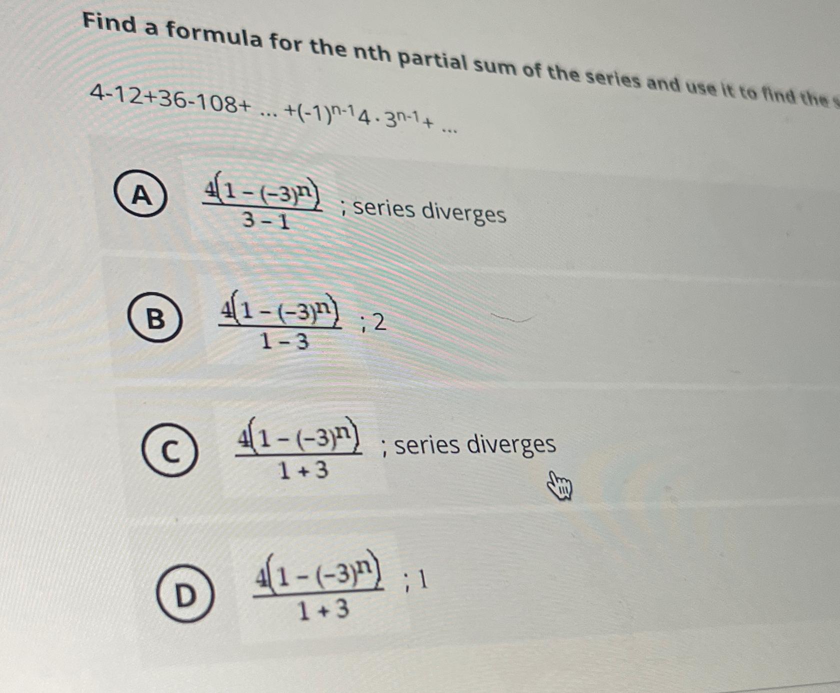 Solved Find a formula for the nth partial sum of the series | Chegg.com