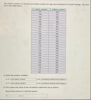 Solved The caloric content (in calorim) ﻿and wodium conbent | Chegg.com