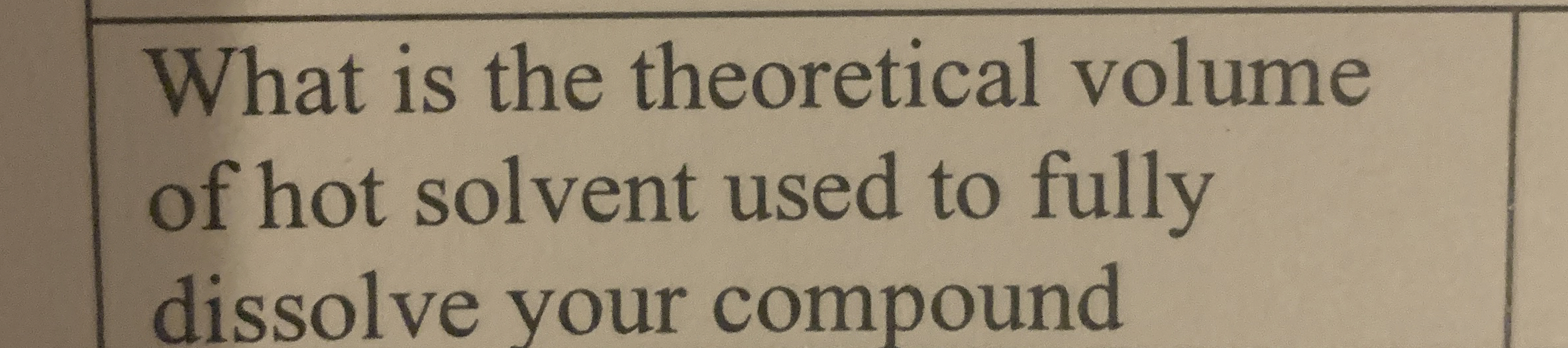 Solved What is the theoretical volume of hot solvent used to | Chegg.com