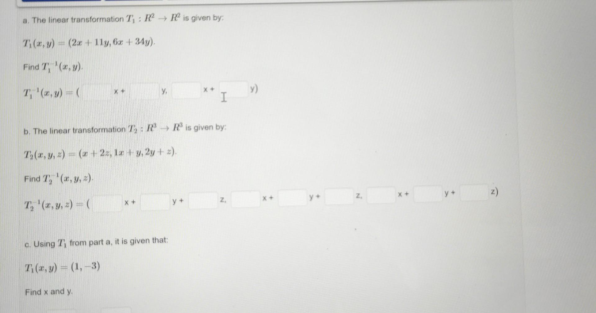 Solved a. The linear transformation T1:R2→R2 is given by: | Chegg.com