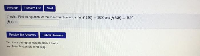 Solved Next Previous Problem List (1 point) Find an equation | Chegg.com