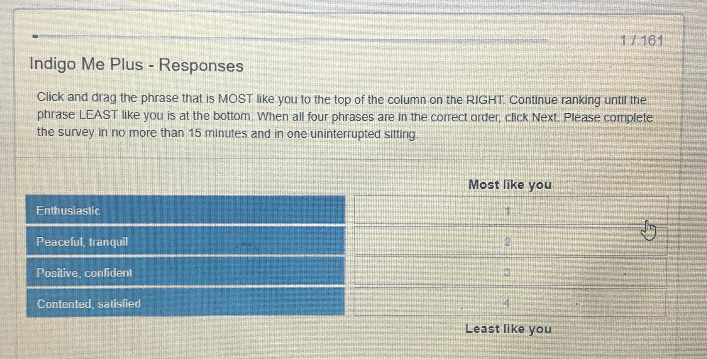 Solved 1161Indigo Me Plus - ﻿ResponsesClick and drag the | Chegg.com