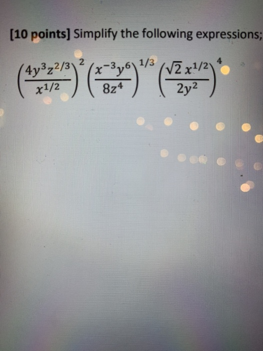 Solved (10 points] Simplify the following expressions; | Chegg.com