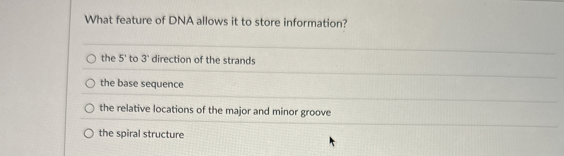 Solved What feature of DNA allows it to store | Chegg.com