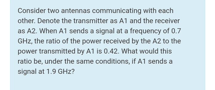Solved Consider two antennas communicating with each other. | Chegg.com