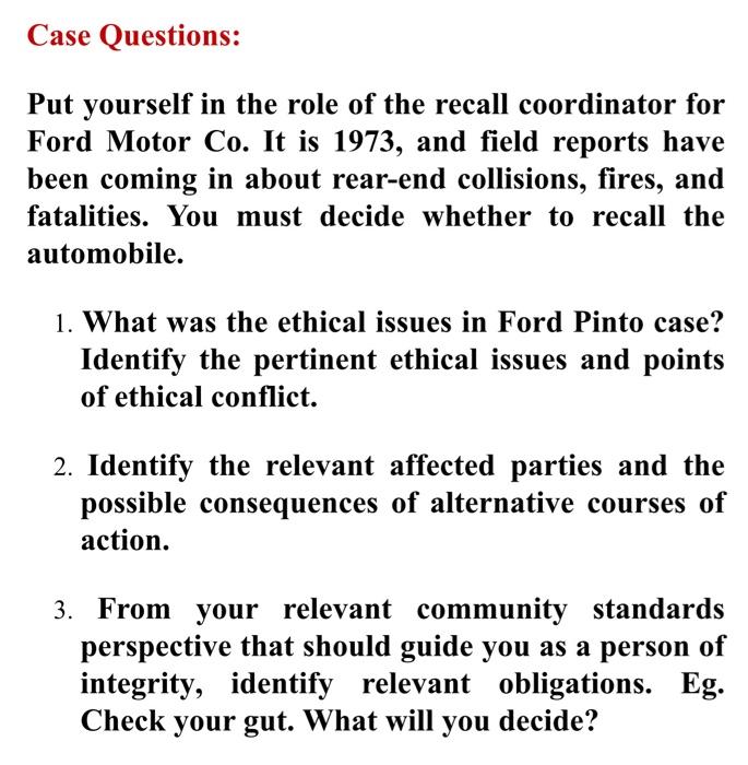 Solved Ethics(Ford Pinto Case Study)Use Ethical theories and | Chegg.com