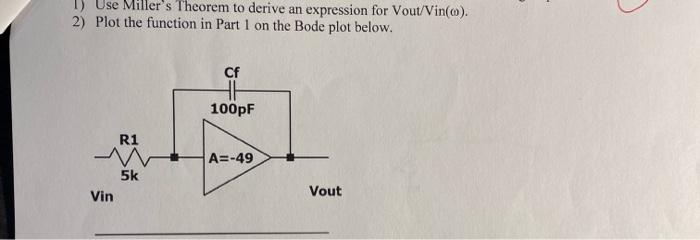 Solved 1) Use Miller's Theorem to derive an expression for | Chegg.com
