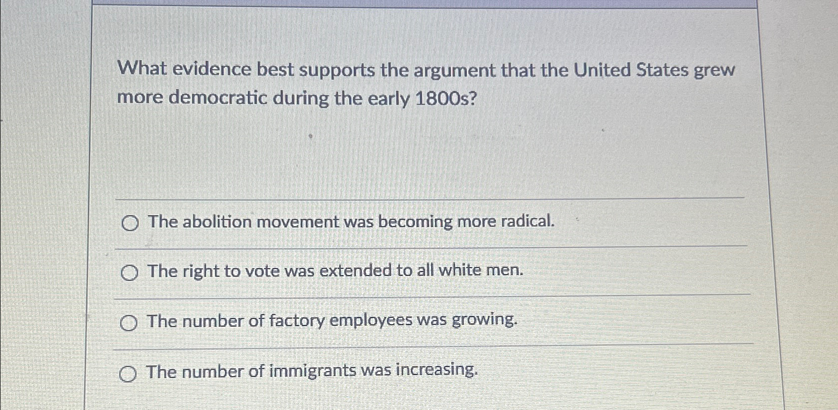 Solved What evidence best supports the argument that the | Chegg.com