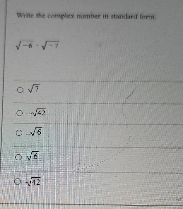 Solved Write the complex number in standard form. -6 -7 OST | Chegg.com
