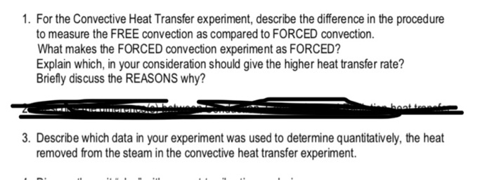 Solved 1. For the Convective Heat Transfer experiment, | Chegg.com