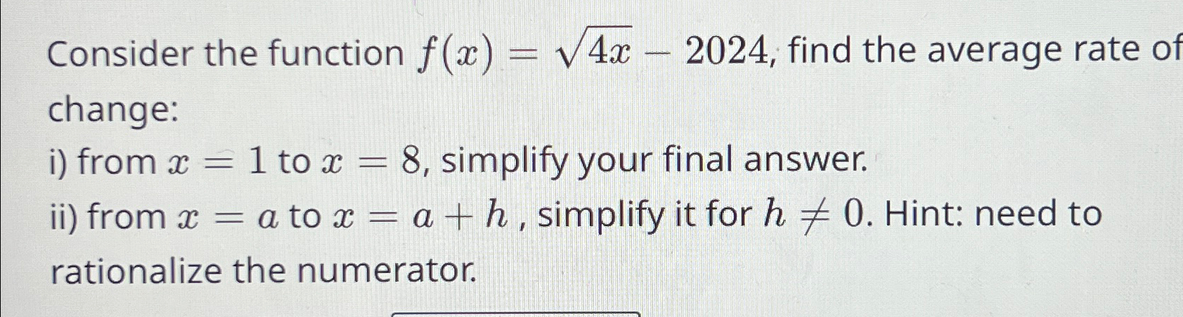 Solved Consider the function f(x)=4x2-2024, ﻿find the | Chegg.com