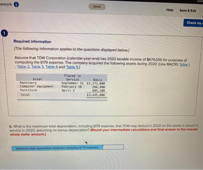 Solved Conn mework Saved Help Save & Exit Check my ! | Chegg.com