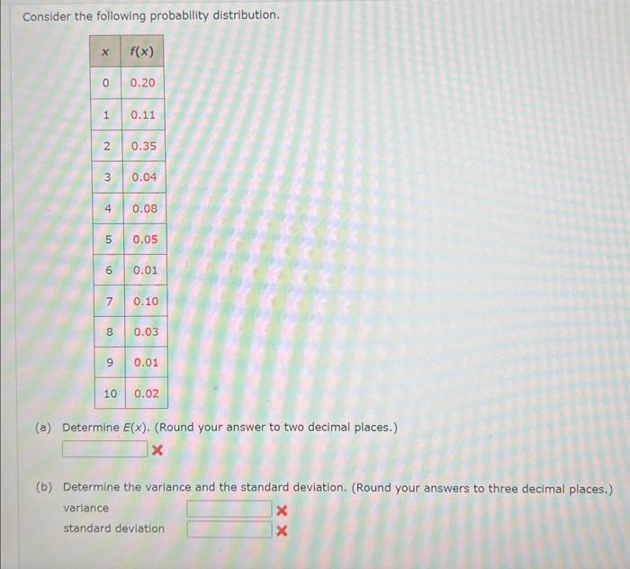 Solved Consider the following probability distribution. | Chegg.com