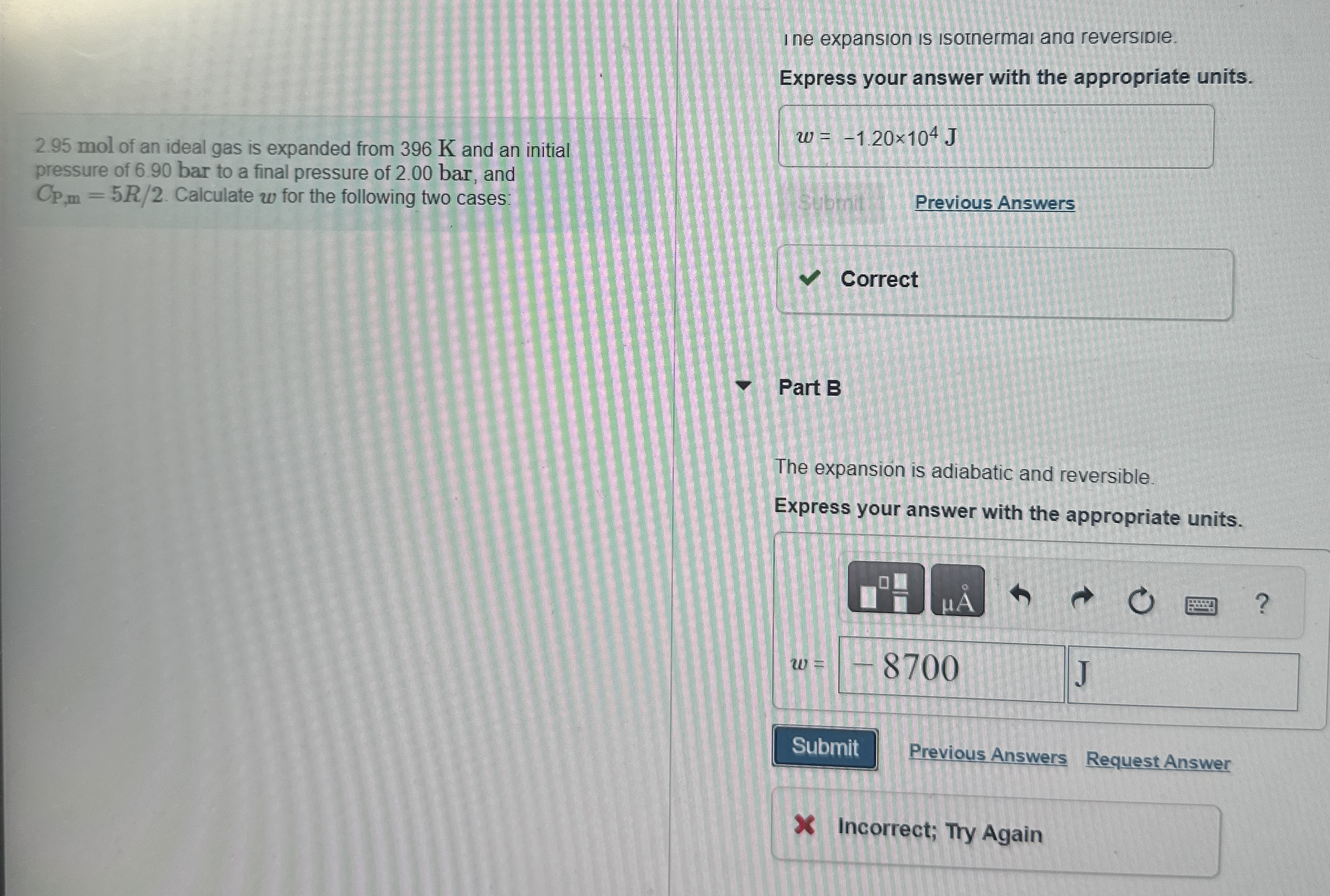 Solved DO PART B!!!! ﻿ne expansion is isotnermai ana | Chegg.com