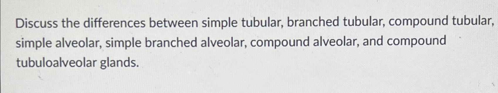 Solved Discuss the differences between simple tubular, | Chegg.com