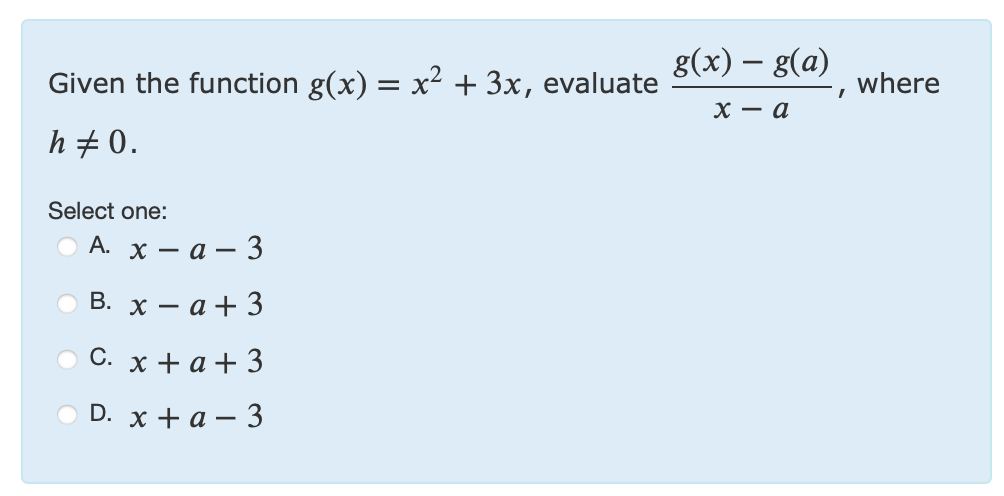 Solved Given the function g(x)=x2+3x, ﻿evaluate | Chegg.com