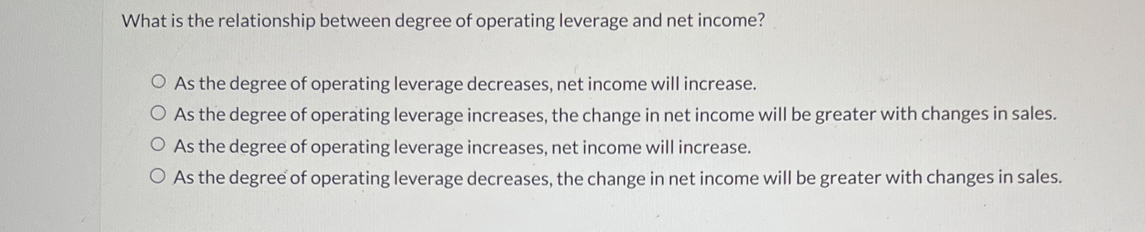 Solved What is the relationship between degree of operating | Chegg.com