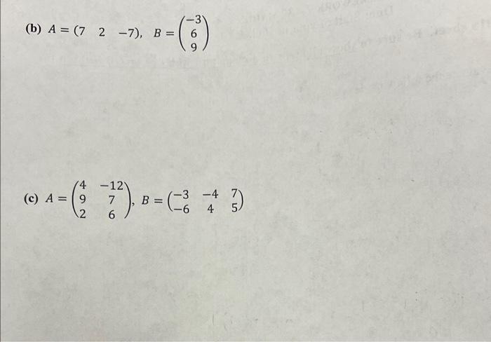 Question 2: (12 marks) Form the products AB and BA or | Chegg.com