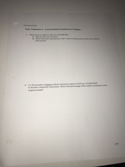 Solved Chemistry R120 (New ) Study Assignment Solution | Chegg.com