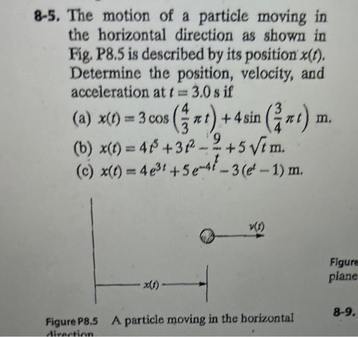 Solved 8-5. The motion of a particle moving in the | Chegg.com