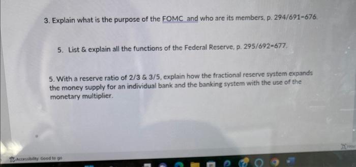 Solved 3. Explain what is the purpose of the FOMC and who | Chegg.com