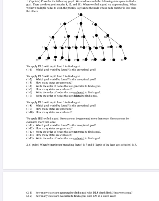 Solved 1. (3 points) Consider the following graph. We need | Chegg.com