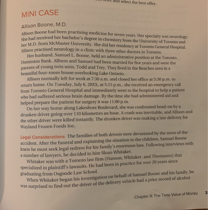 Solved nel and select the best offer. MINI CASE Allison | Chegg.com