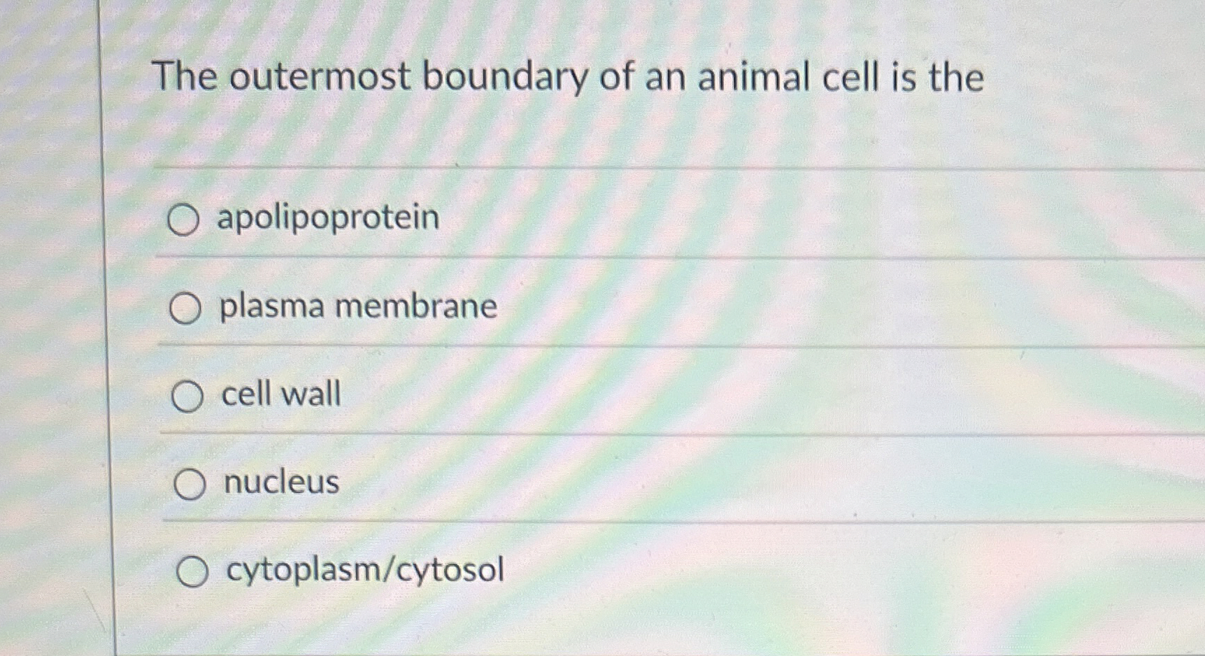 Solved The outermost boundary of an animal cell is | Chegg.com