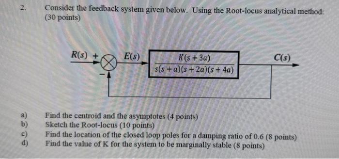 Solved 2. Consider the feedback system given below. Using | Chegg.com