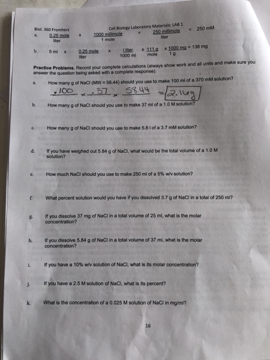 Solved Biol. 360 Framherz = 250 mm Cell Biology Laboratory | Chegg.com