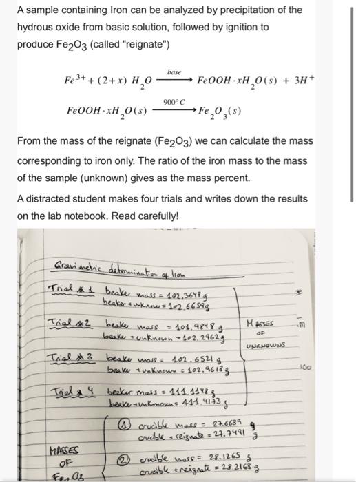 Solved A sample containing Iron can be analyzed by | Chegg.com