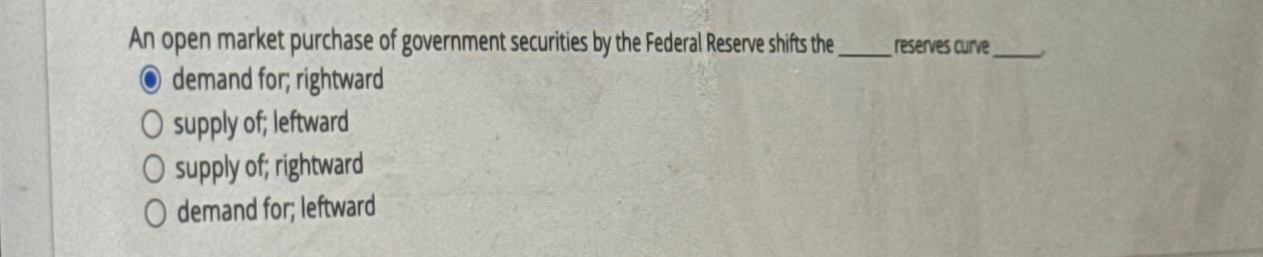 Solved An open market purchase of government securities by | Chegg.com