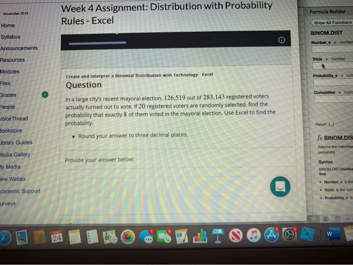 Solved November 2019 Week 4 Assignment: Distribution with | Chegg.com