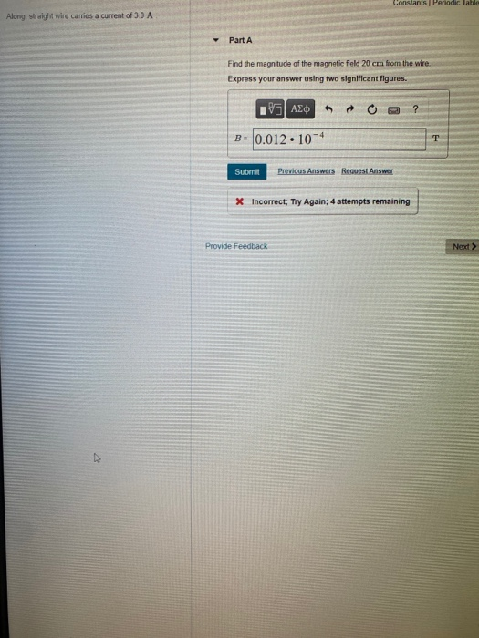 Solved Constants Periodic Table Along, straight wire carries | Chegg.com