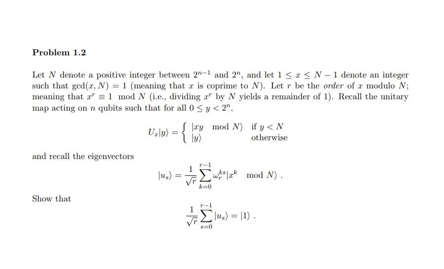 Solved Problem 1.2 Let N denote a positive integer between | Chegg.com