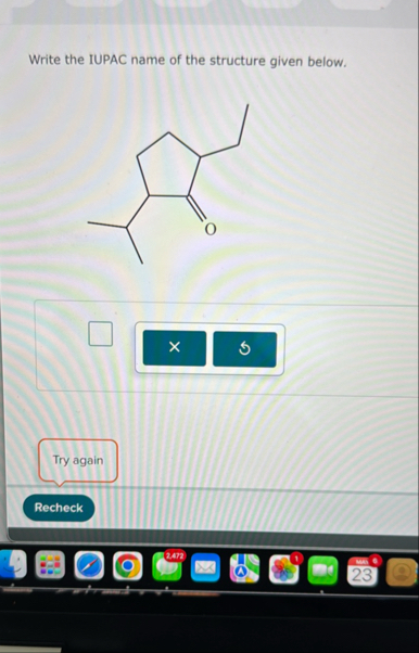 Write the IUPAC name of the structure given | Chegg.com