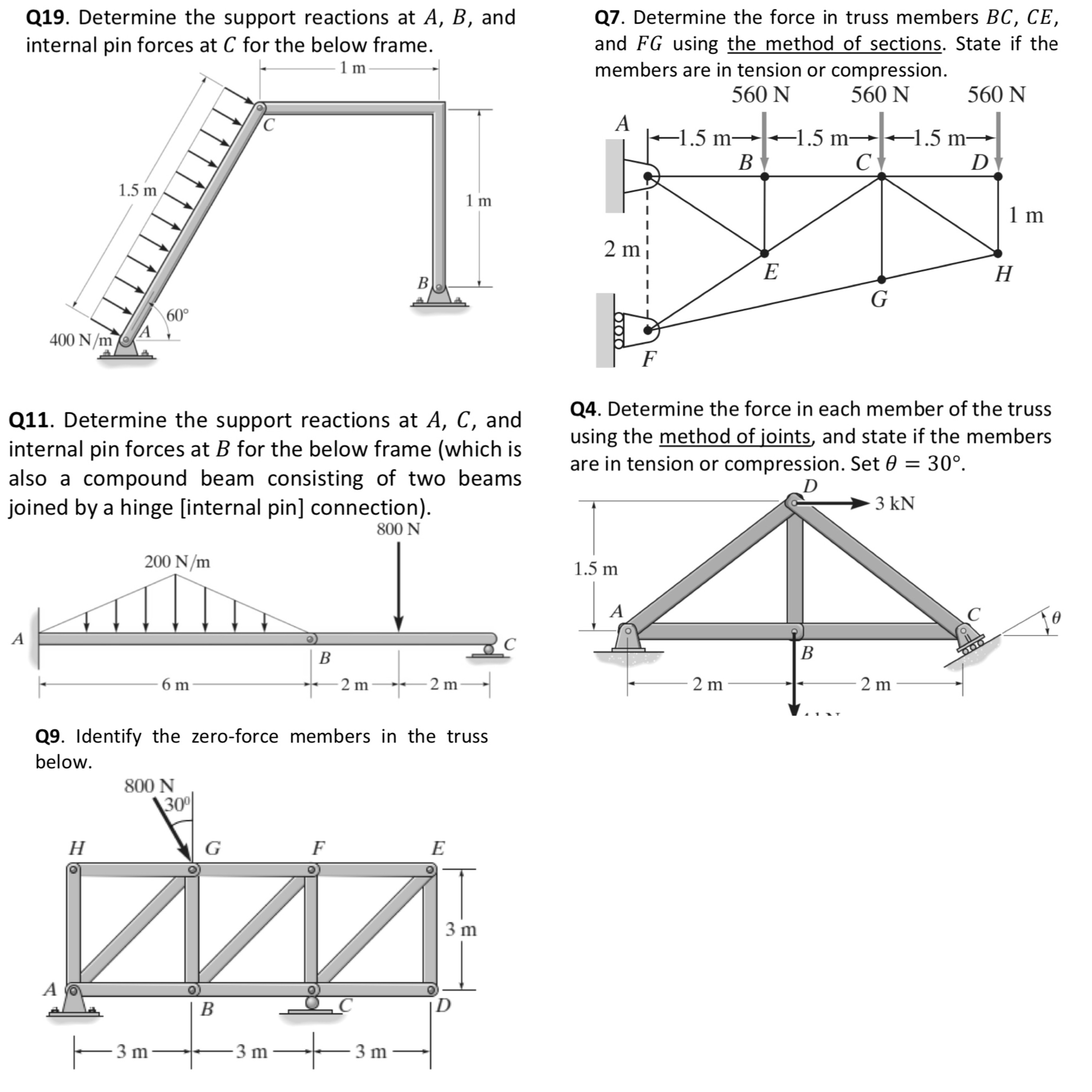 Solved Q19. ﻿Determine the support reactions at A,B, ﻿and | Chegg.com