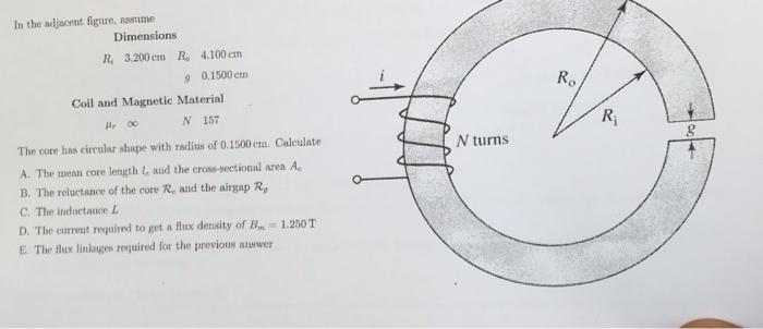 Solved The core has circalar ahape with radius of 0.1500 cm. | Chegg.com