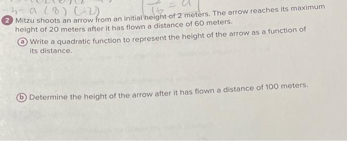 Solved Mitzu shoots an arrow from an initial height of 2 | Chegg.com
